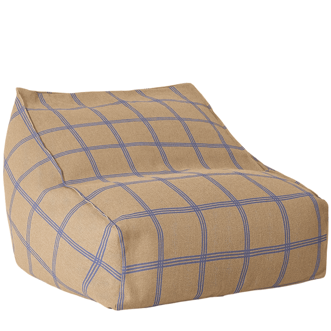 Nobodinoz zitzak vibes - brown blue windowpane | ilovespeelgoed