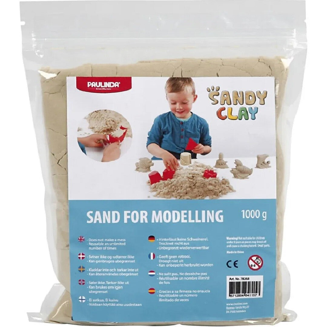 Sandy clay modelleer zand - naturel - 1 kg | ilovespeelgoed