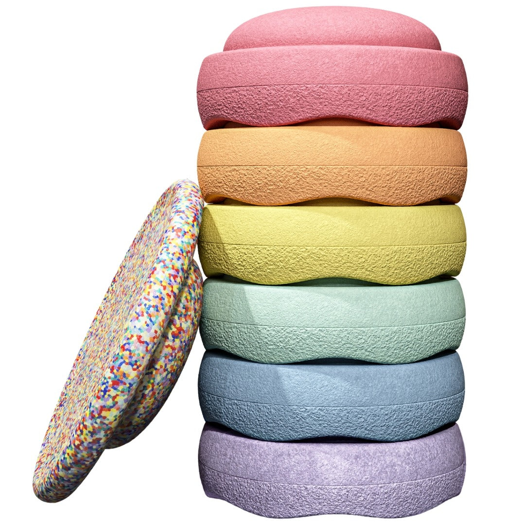 Stapelstein rainbow met super confetti balance board - pastel ...